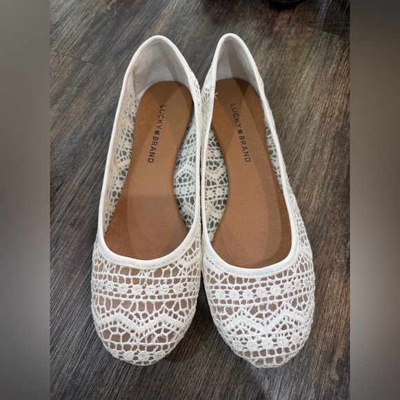 Lucky Brand | Shoes | Lucky Brand Womens Cream Lace Flats | Poshmark